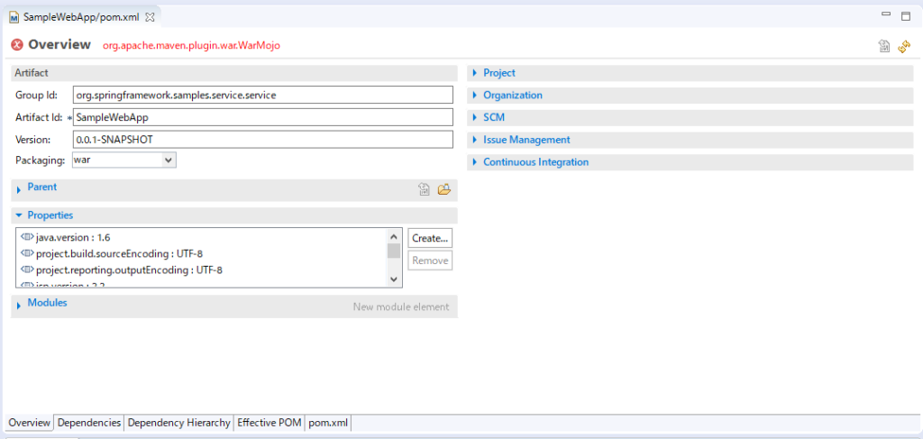 STS – java.lang.TypeNotPresentException: Type org.apache.maven.plugin.war.WarMojo not present ...
